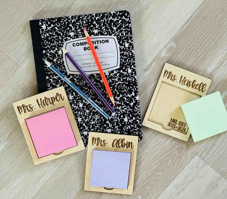 Personalized Post It Note Holder | Engraved Teacher Gift - Etsy