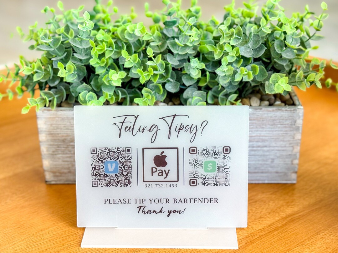 Multi QR Code Bartender Tip Sign | Payment Sign | Custom Logo Sign ...
