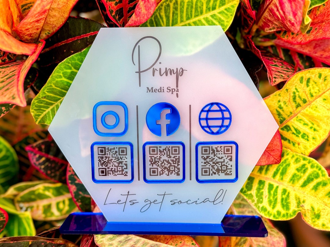 Multi QR Code Business Social Media Sign | Payment Sign | Custom Logo ...