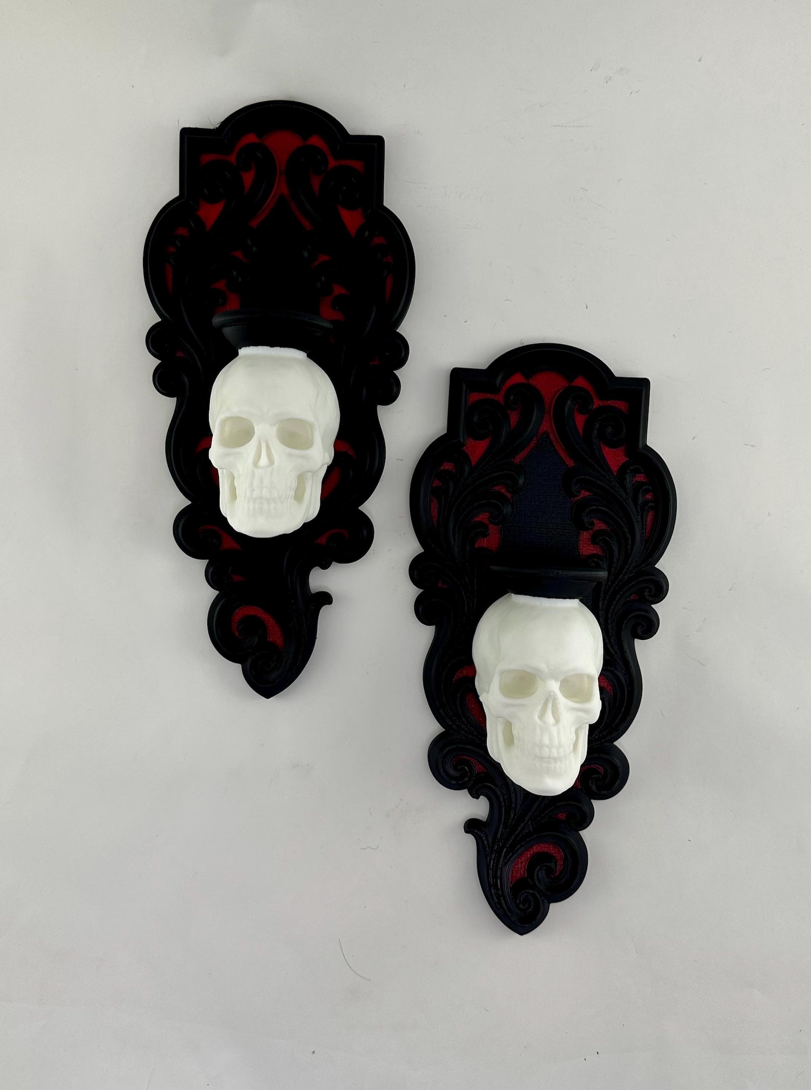 Mirrored Pair of Wall Mounted Gothic Skull Candle/tea Light Holder - Etsy