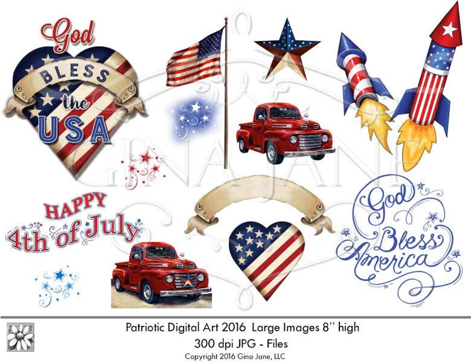 Patriotic PNG Graphics Americana USA Patriotic DIY Craft - Etsy