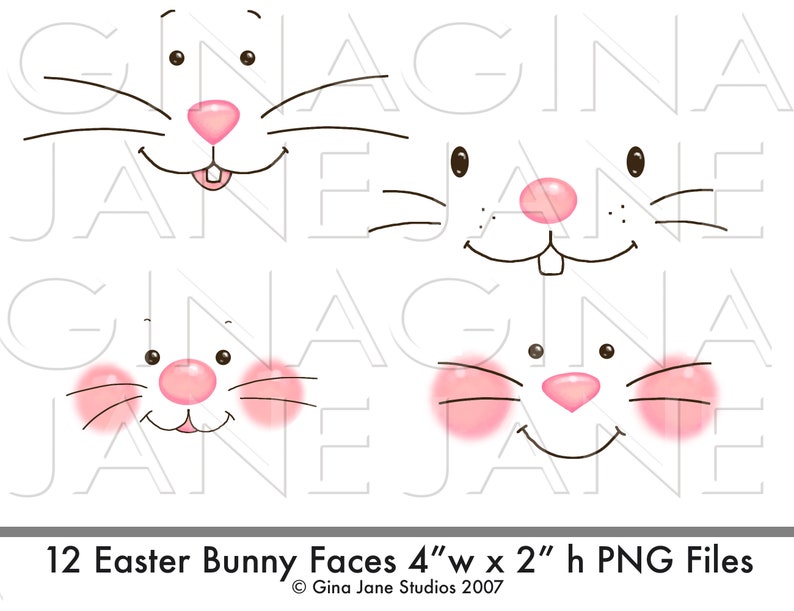 Easter Bunny Faces PNG Graphics - Etsy