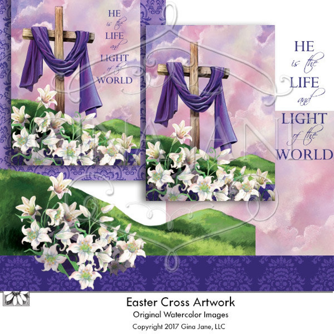 Easter Cross Graphics Watercolor Cute Clip Art by Gina Jane - Etsy