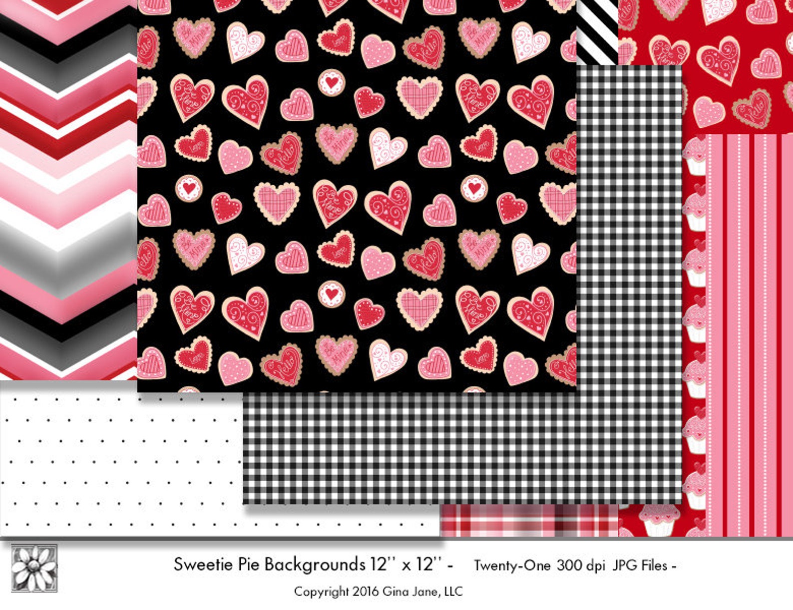 Valentine's Sweetie Pie Backgrounds DIY Valentine's - Etsy