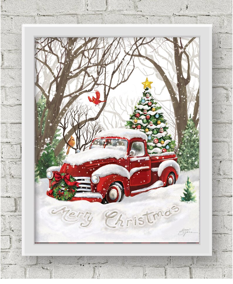 Vintage DIY Craft Decor Red Truck Christmas Tree Happy - Etsy