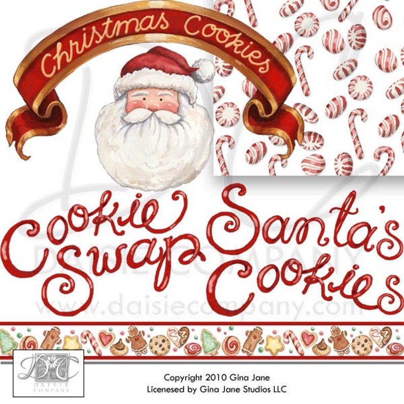 Santa and Cookies Clip Art Graphics by Gina Jane - Etsy