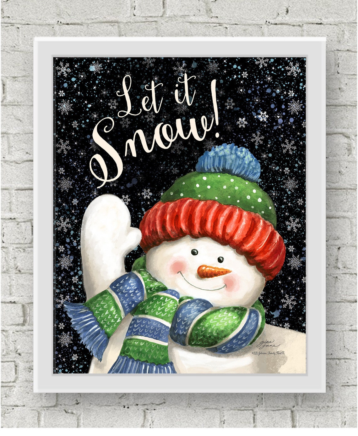Let It Snow Snowman Waving Digital Art DIY Craft Digital | Etsy