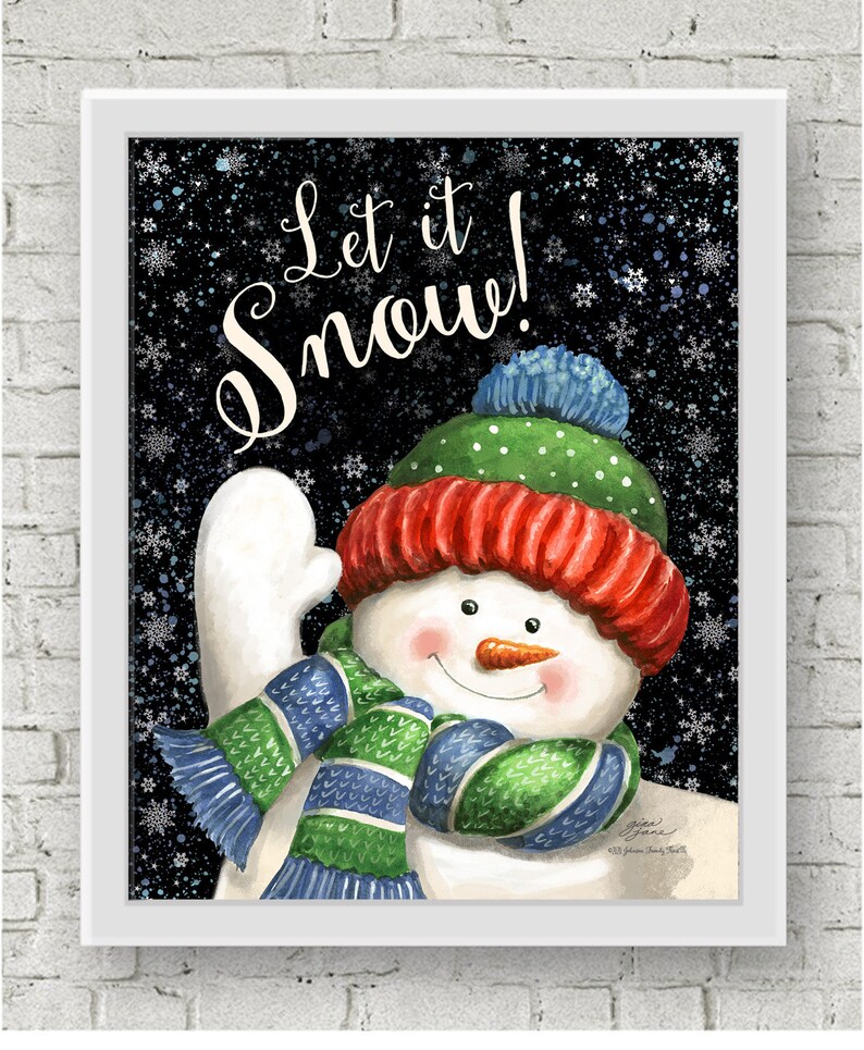 Let It Snow Snowman Waving Digital Art DIY Craft Digital - Etsy