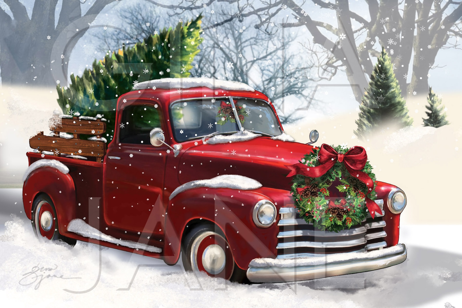 Christmas Chevy Red Truck Tree | DIY Craft Digital Download | Heirloom ...