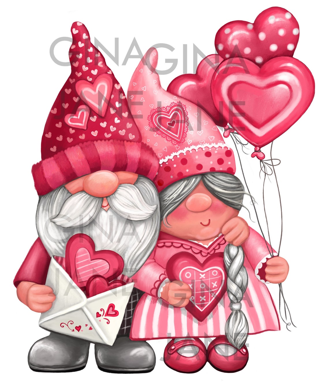 Valentine Gnomes Graphic Clipart PNG - Etsy