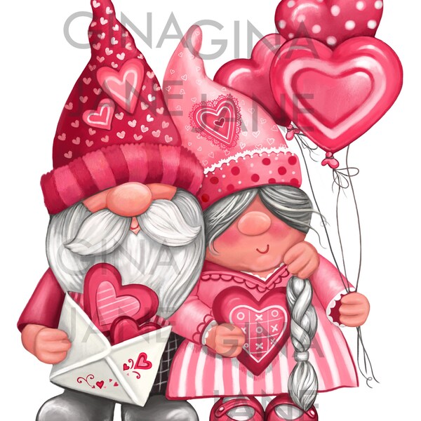 Valentine Gnome Clipart - Etsy
