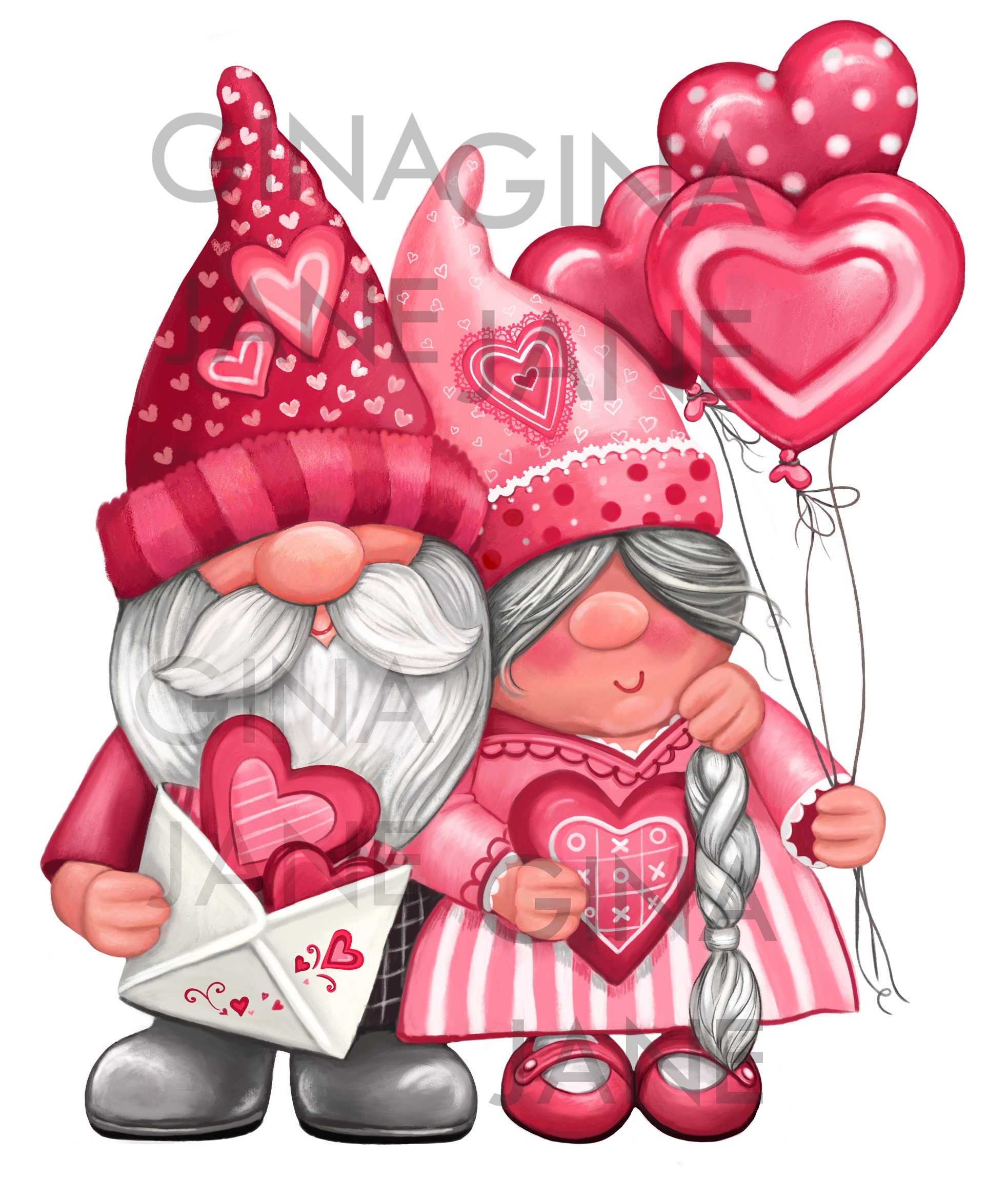 Valentine Gnomes Graphic Clipart PNG - Etsy