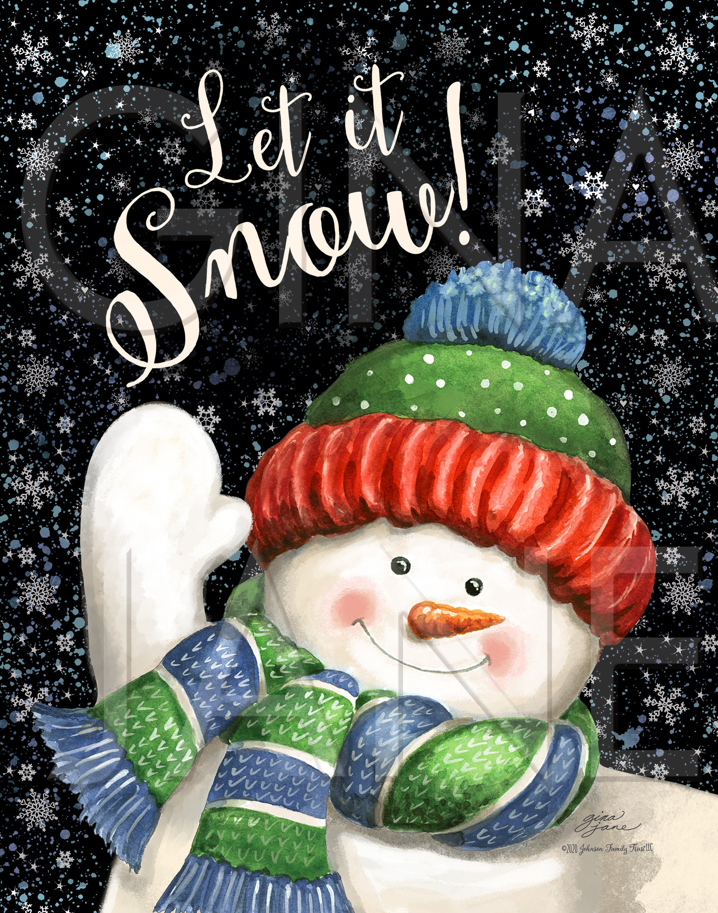 Let It Snow Snowman Waving Digital Art DIY Craft Digital | Etsy