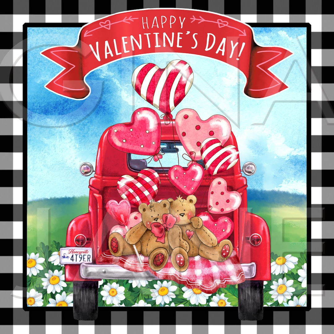 Valentine's Day Red Ford Truck 1937 DIY Decor | Vintage Sign | DIY ...