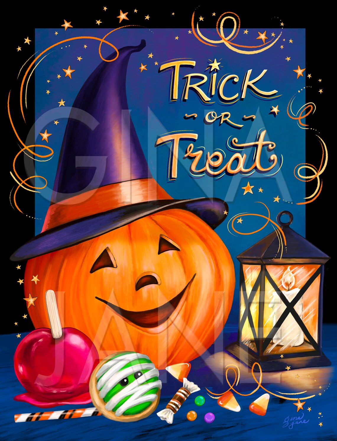 Halloween Trick or Treat Pumpkin Candy Digital Art DIY Craft - Etsy