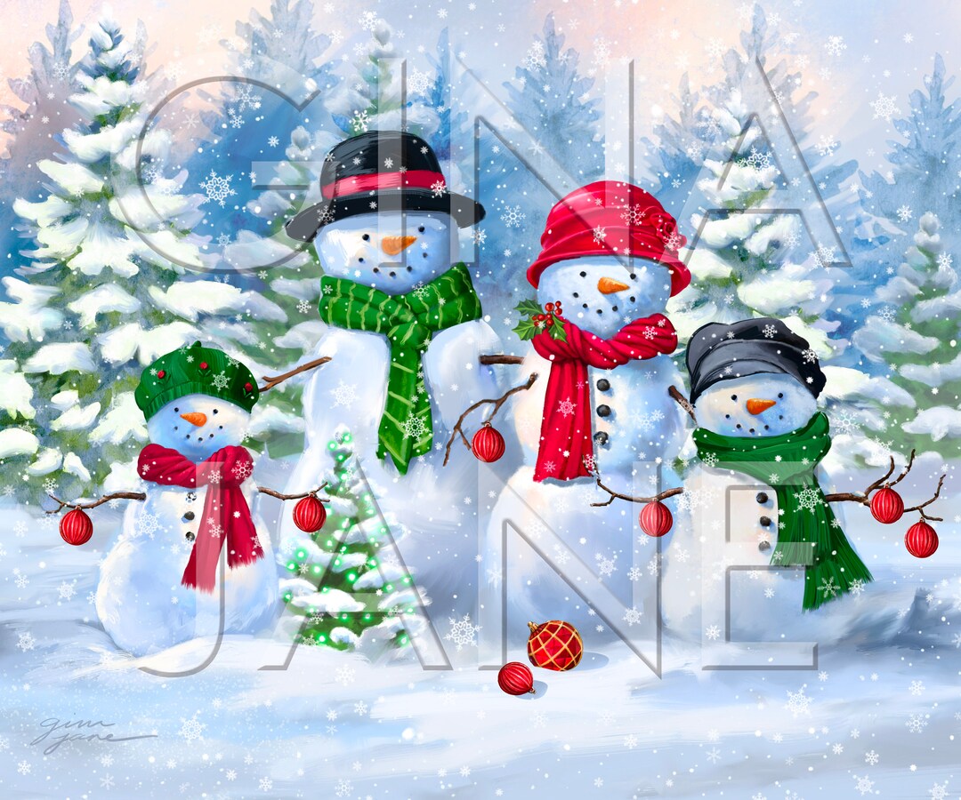 Snow Family Christmas Digital Art | DIY Craft Digital Download | DIY ...