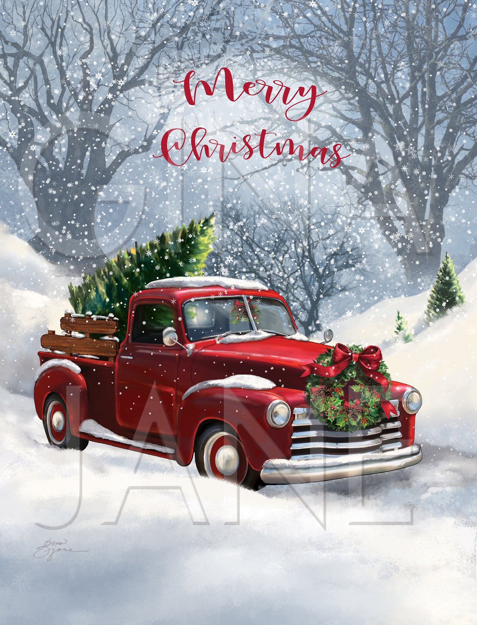 Christmas Chevy Red Truck Tree | DIY Craft Digital Download | Heirloom ...