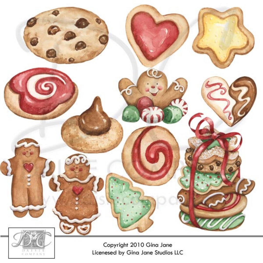 Santa and Cookies Clip Art Graphics by Gina Jane - Etsy