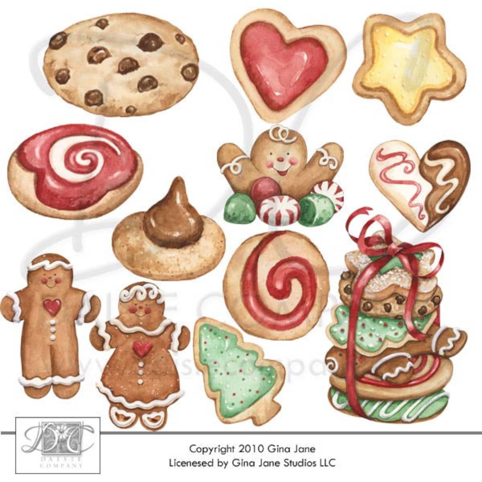 Santa and Cookies Clip Art Graphics by Gina Jane - Etsy