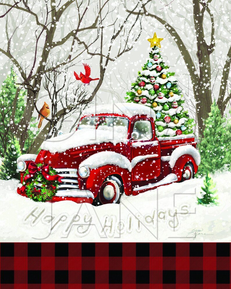 Vintage DIY Craft Decor Red Truck Christmas Tree Happy | Etsy