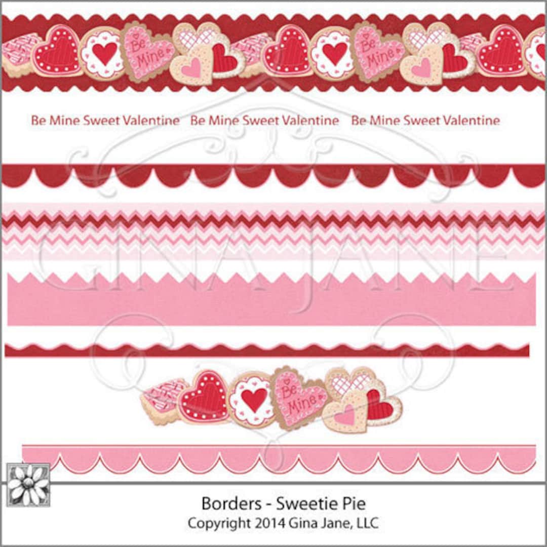 Valentine's Sweetie Pie Borders Set 2 | DIY Valentine's Day Digital ...