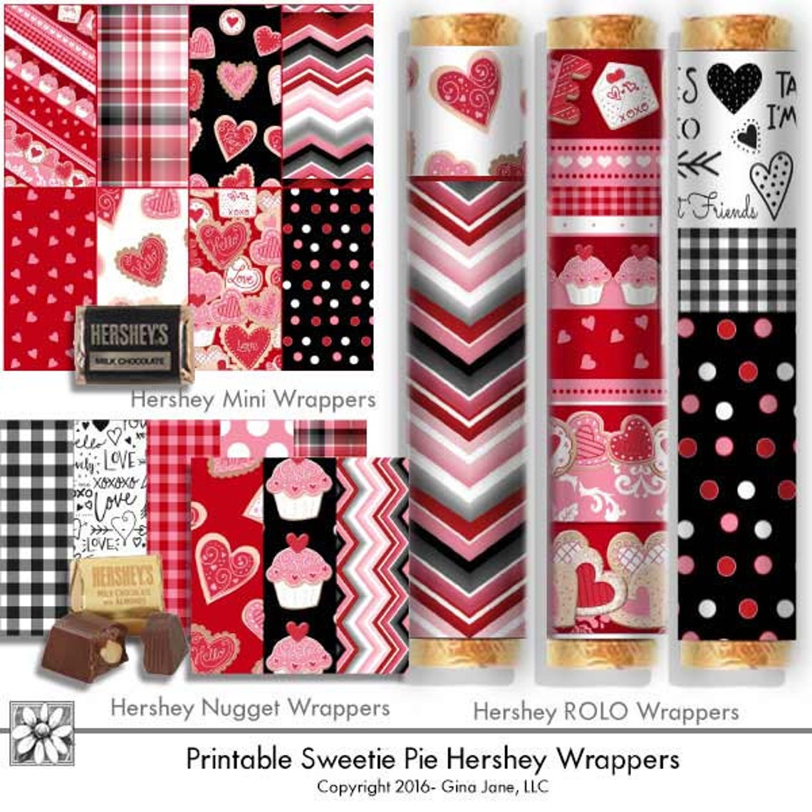 Digital Valentine's Day Candy Bar Wrappers DIY Printable - Etsy