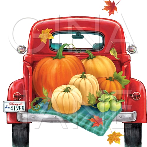 Trucks PNG Fall Truck Vintage Trucks Seasons Digital Red - Etsy