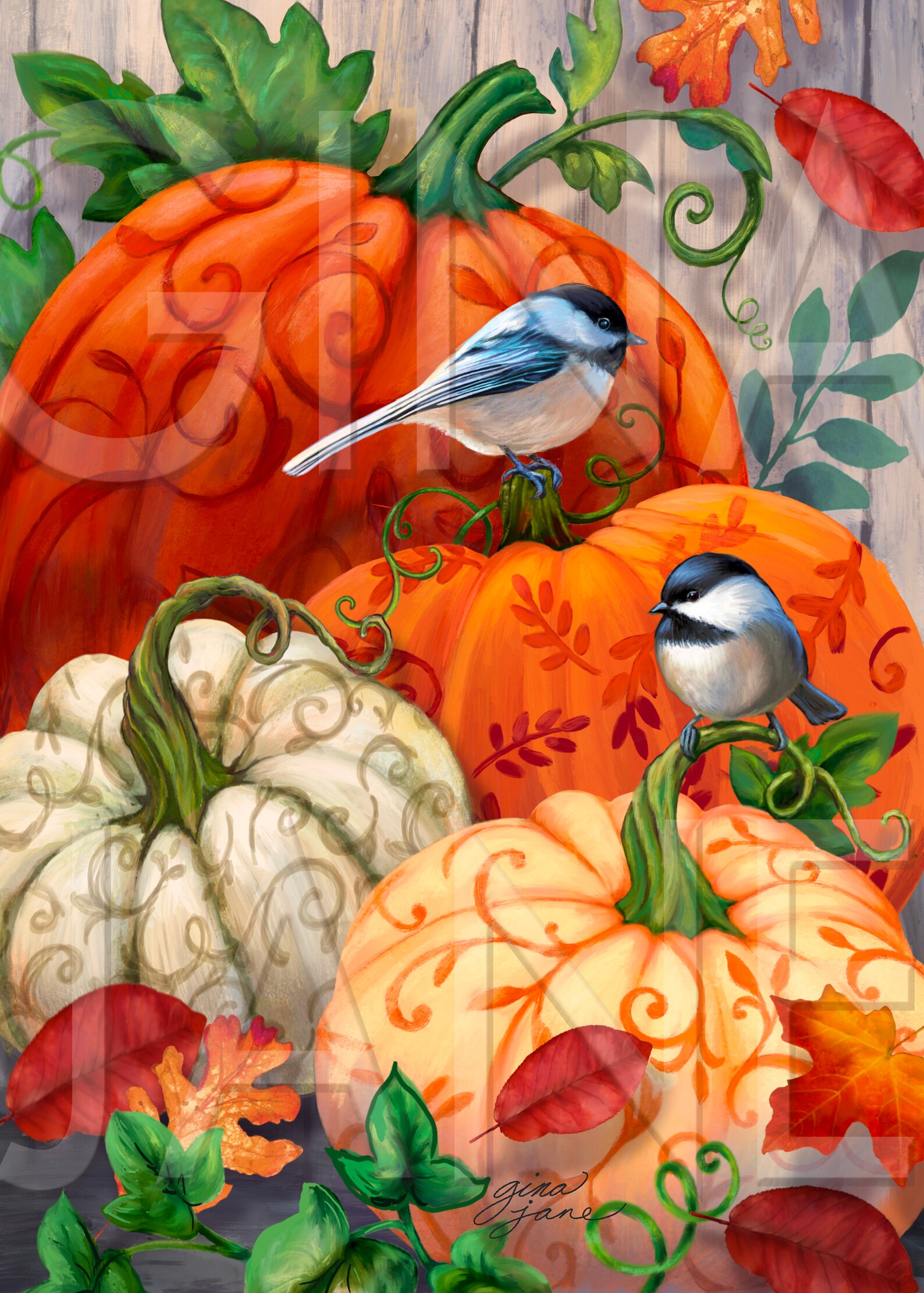 Fall Pumpkins Scrollwork Decorative DIY Sign Print Digital Download by ...