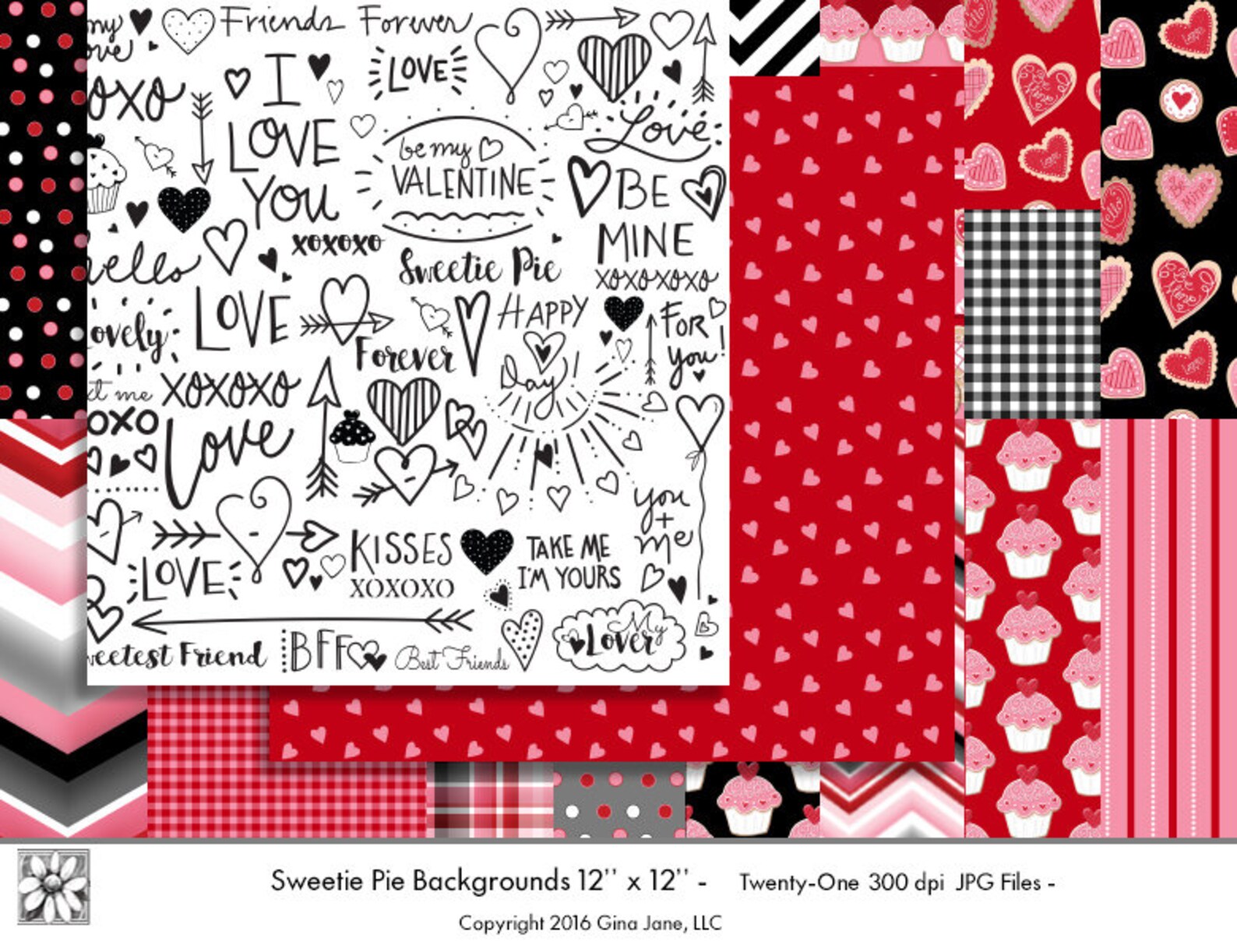Valentine's Sweetie Pie Backgrounds DIY Valentine's - Etsy