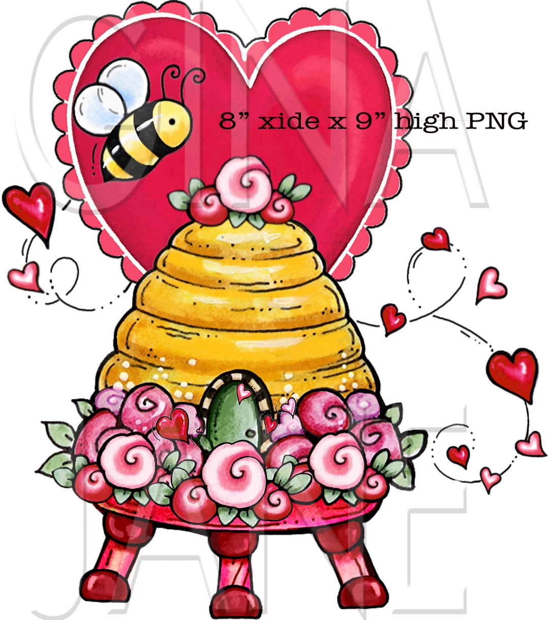 Happy Valentine's Day Beehive With Bees Sublimation PNG | Valentines ...