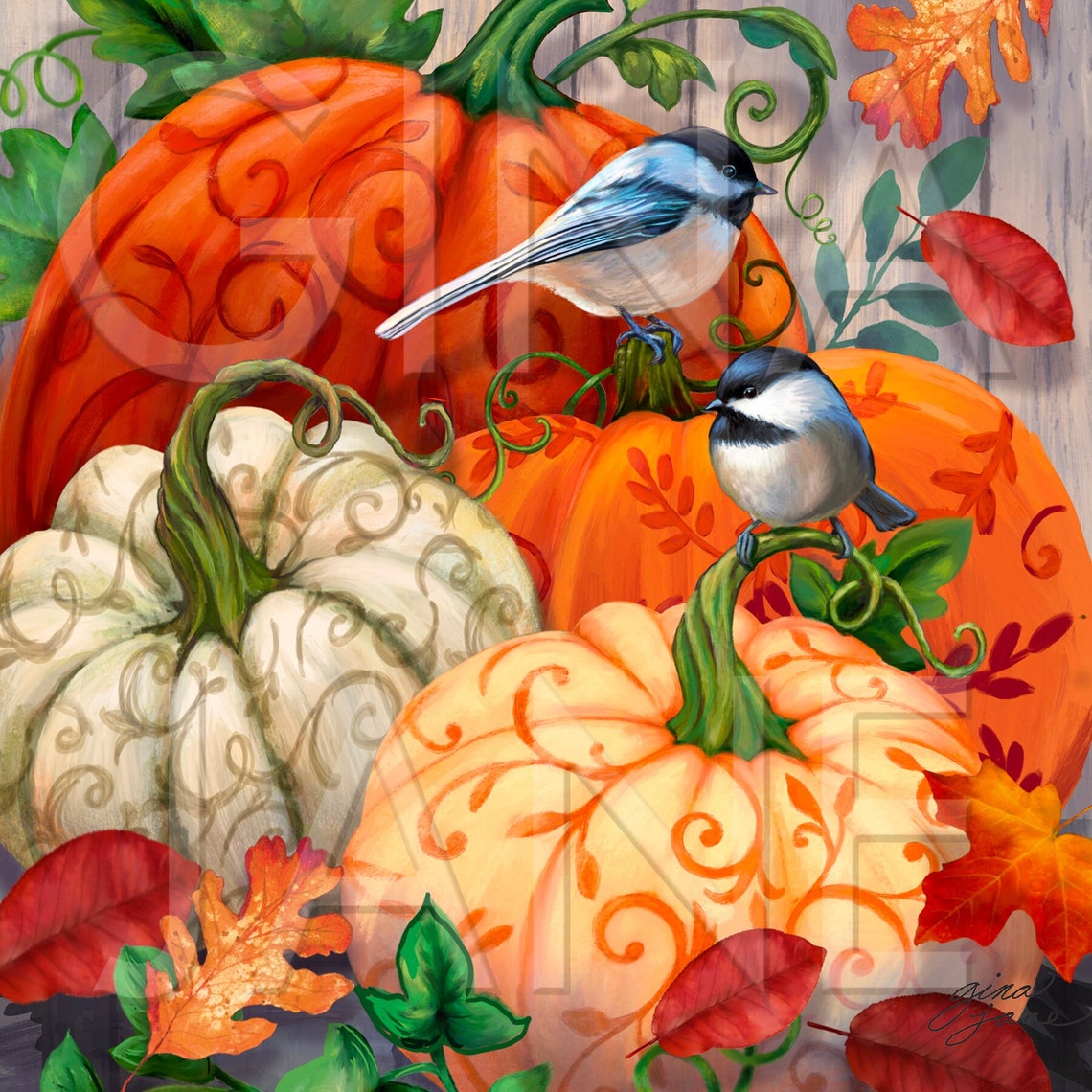 Fall Pumpkins Scrollwork Decorative DIY Sign Print Digital Download by ...