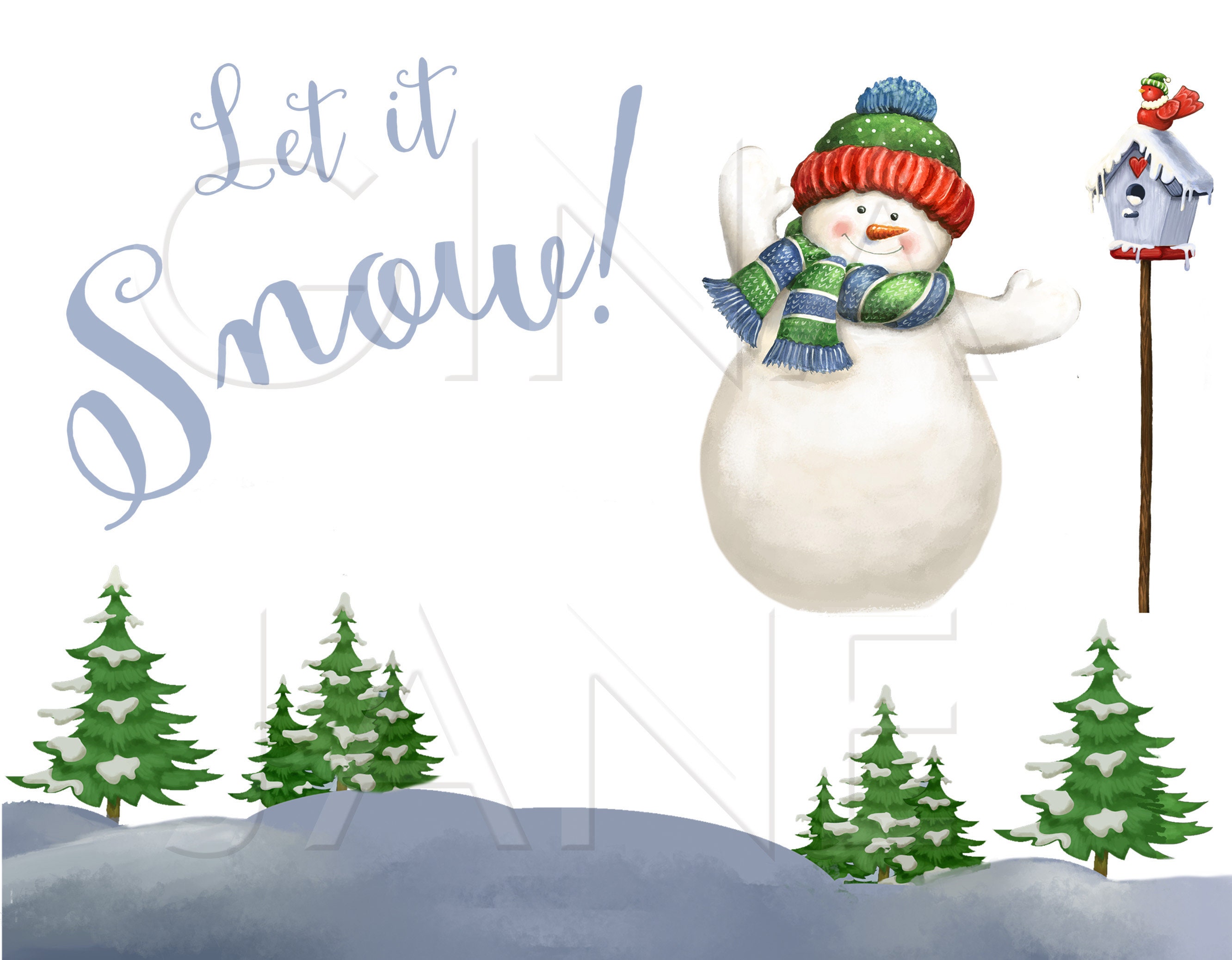 Let It Snow Snowman PNG | Snowman Graphics Set by Gina Jane | Digital ...