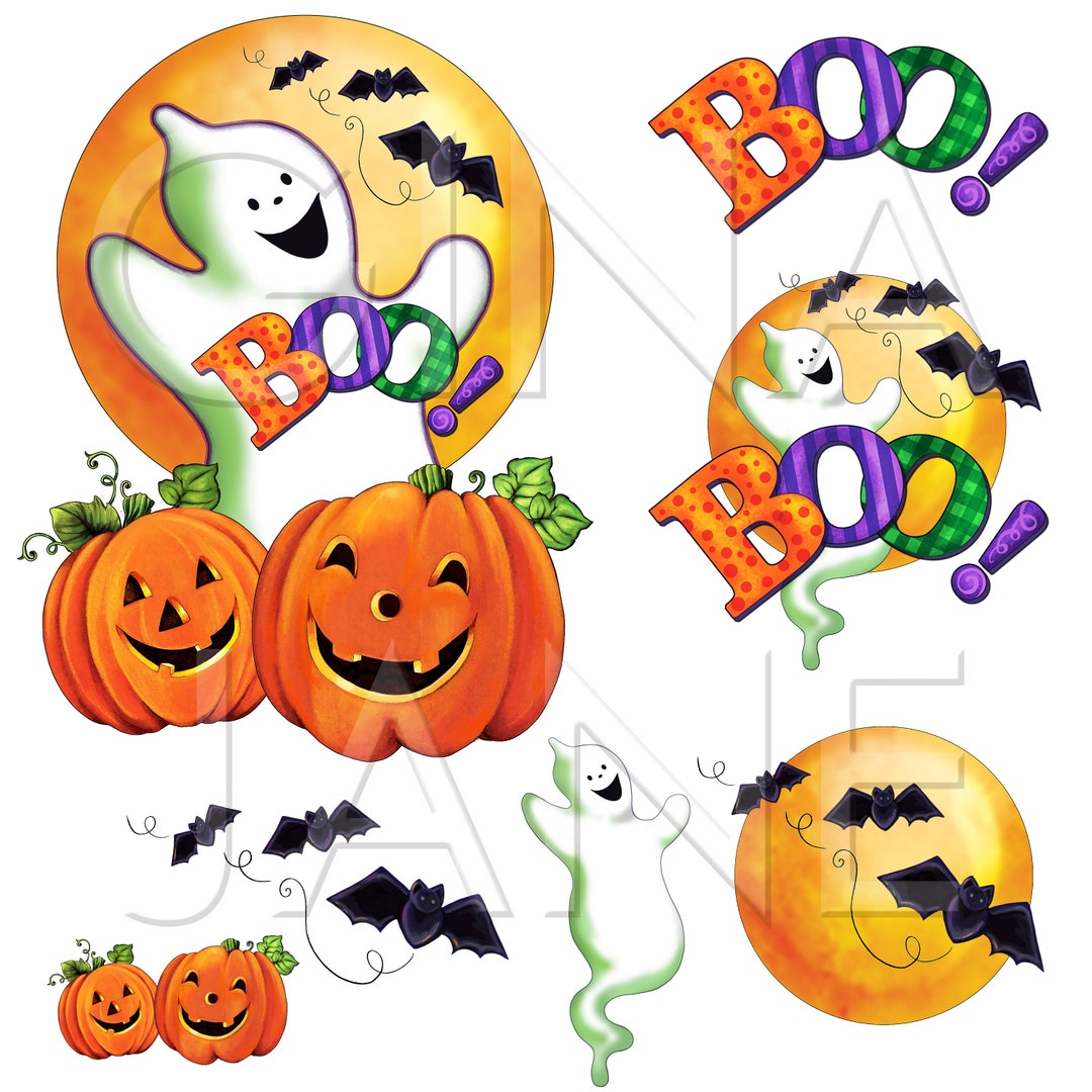 Halloween Ghost Boo PNG | Digital JPG | Halloween Craft Decor DIY - Etsy