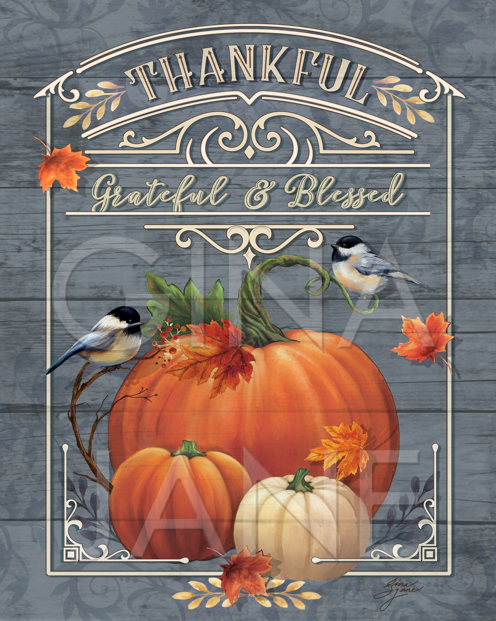 Fall Thankful Grateful Blessed Vintage DIY Decor DIY Craft Sign Print ...