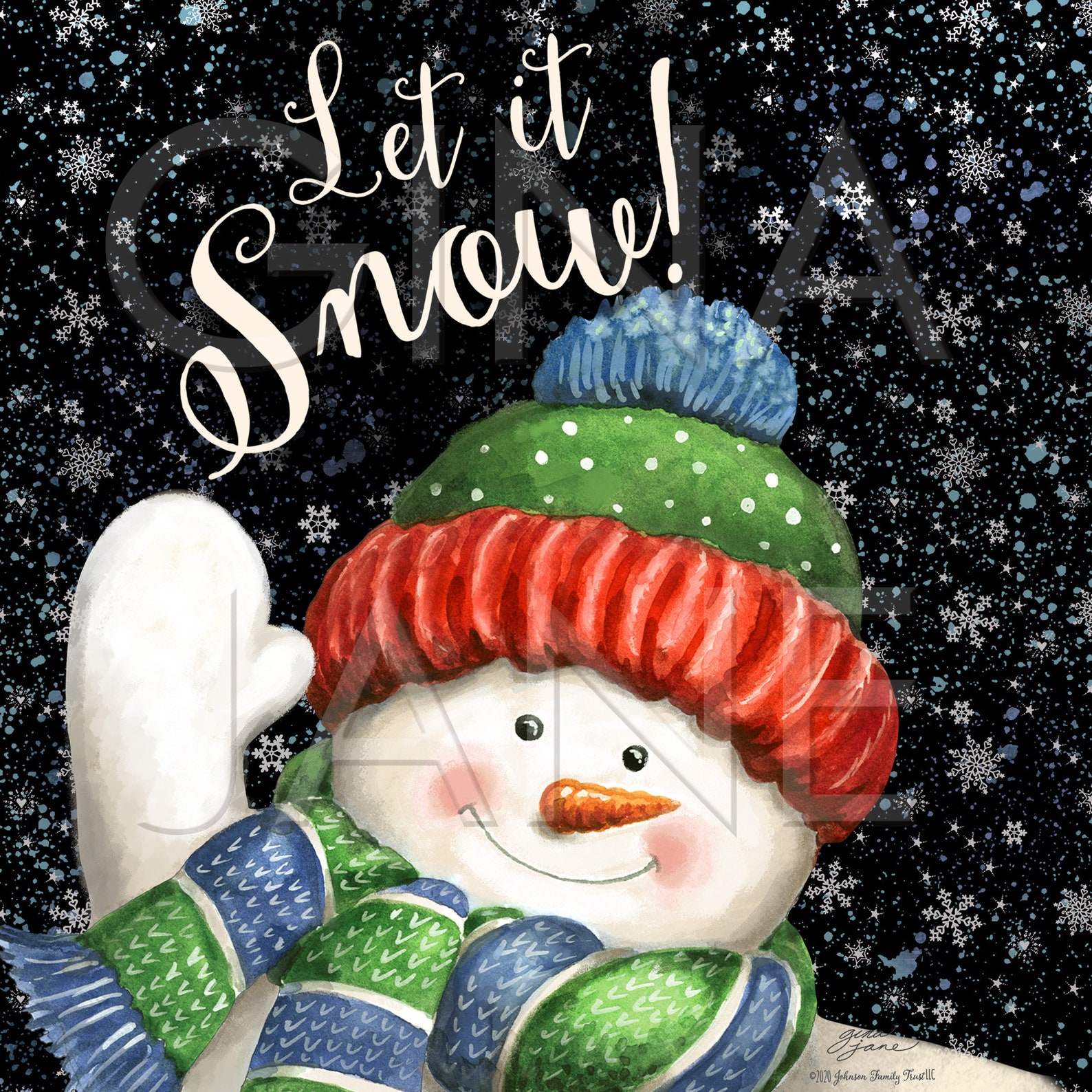 Let It Snow Snowman Waving Digital Art DIY Craft Digital | Etsy