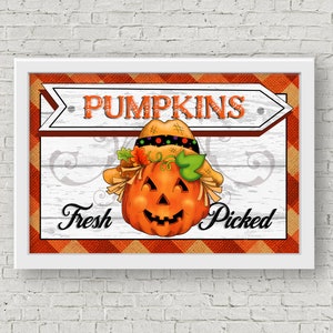 Fresh Picked Pumpkins Sign Digital Download Farmhouse Decor Vintage ...