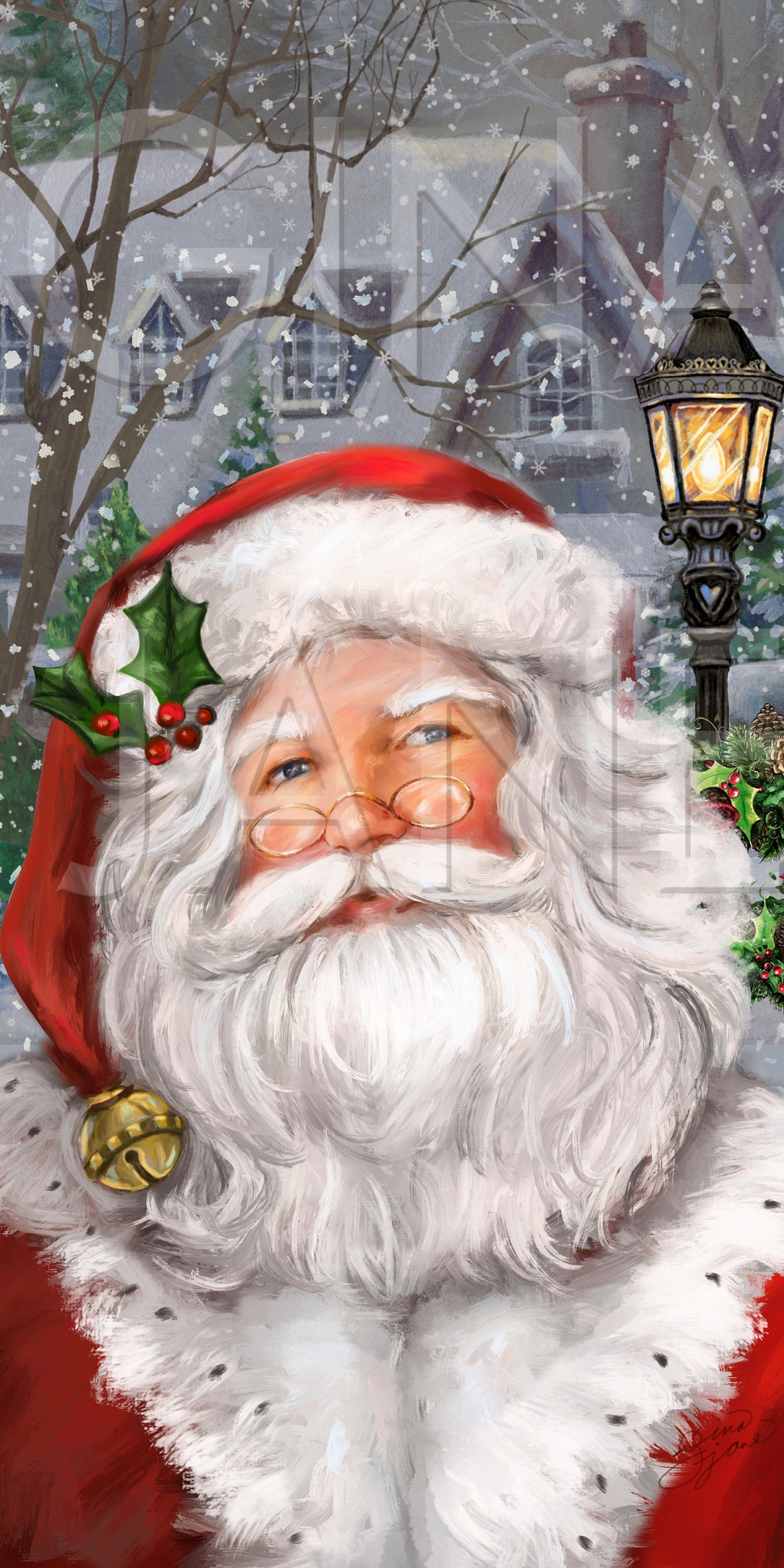 Santa with Pack and Christmas Village Santa PNG Digital | Etsy