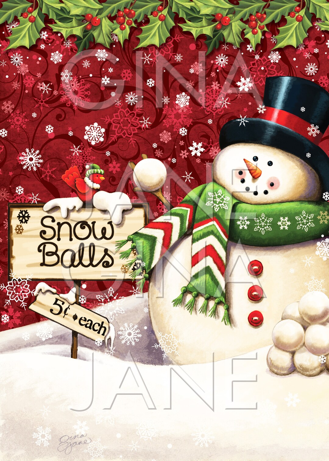 Snowman DIY Craft Decor SIGN and Art Printable Snowman With Snowballs ...