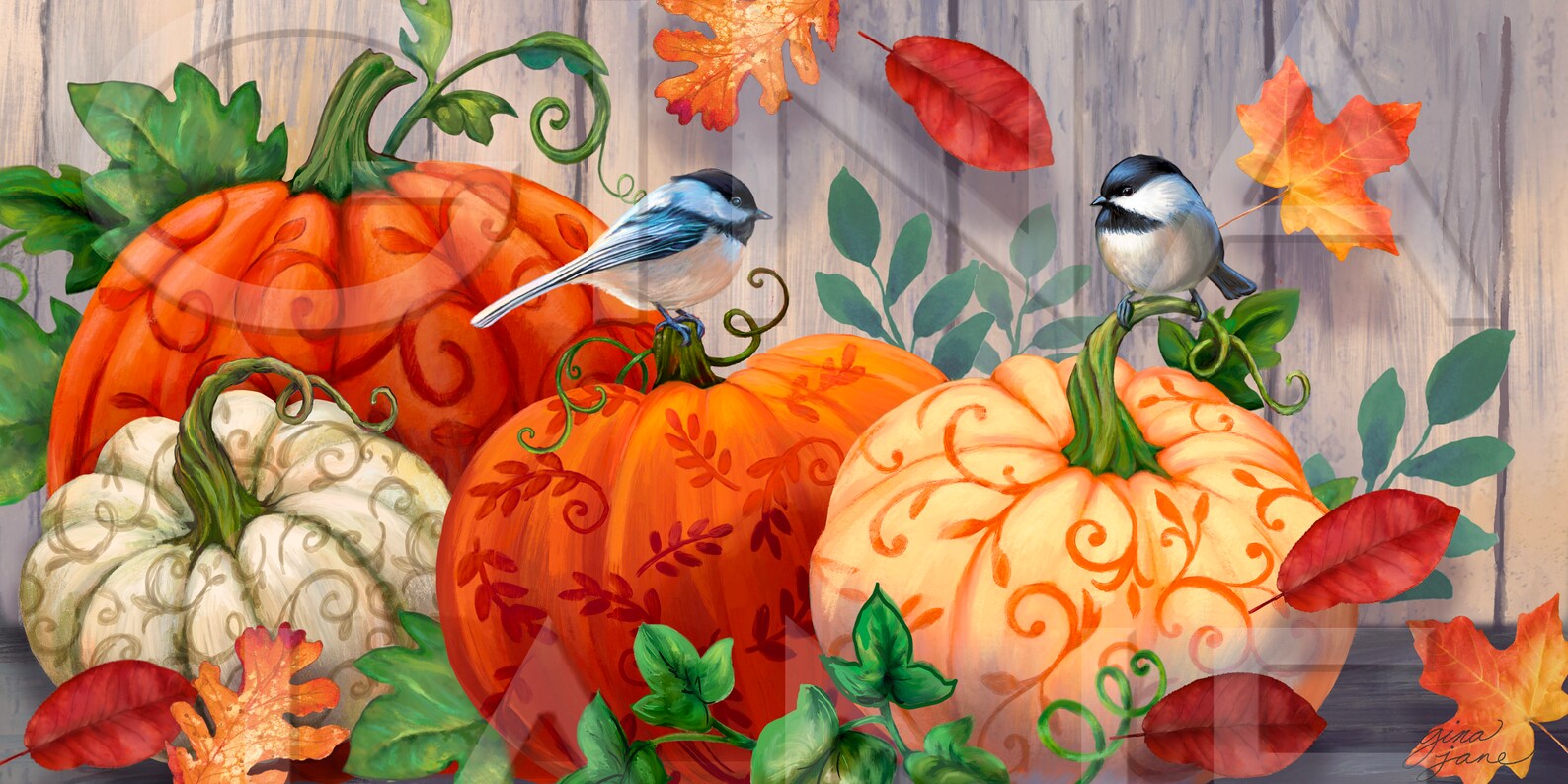 Fall Pumpkins Scrollwork Decorative DIY Sign Print Digital - Etsy