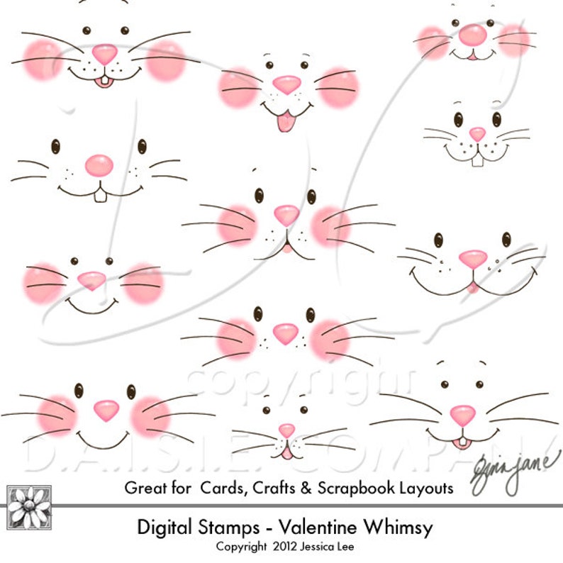 Easter Bunny Faces PNG Graphics - Etsy