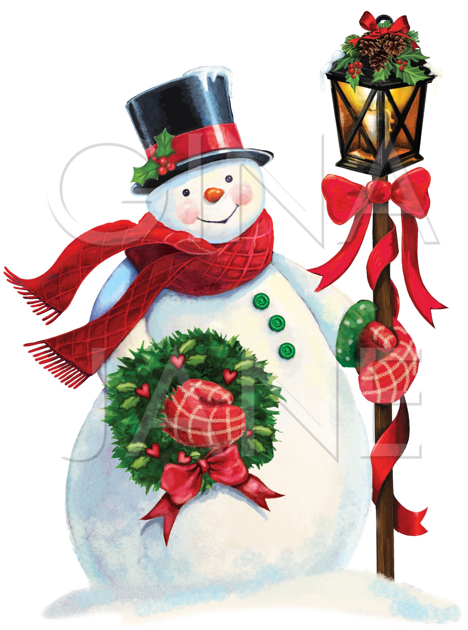 Snowman With Lamp Post Sublimation PNG Digital Christmas - Etsy