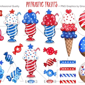 Patriotic 4th of July Donuts, Candy and Ice Cream Graphics | 300 Dpi ...