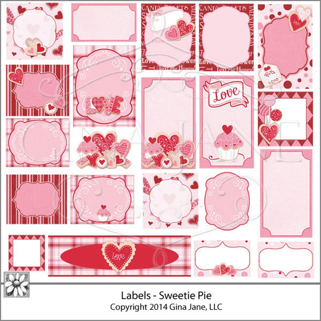 Valentine's Sweetie Pie Tags and Labels | DIY Valentine's Day Digital ...