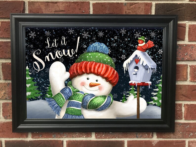 Let It Snow Snowman Waving Digital Art | DIY Craft Digital Download ...