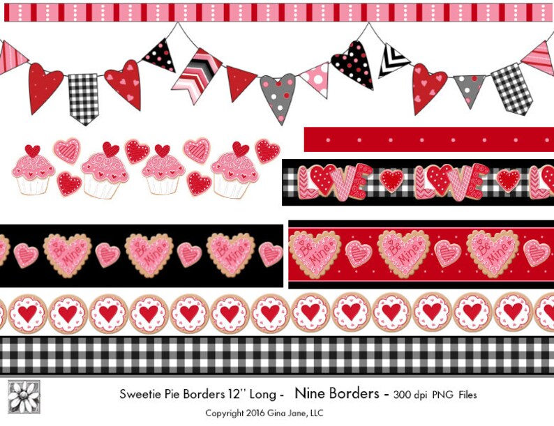 Valentine's Sweetie Pie Borders Set 2 DIY - Etsy
