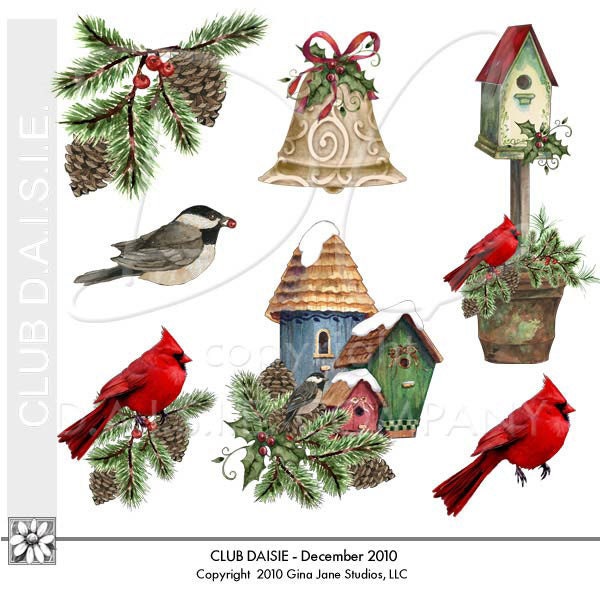 Vintage Christmas Bird Clip Art