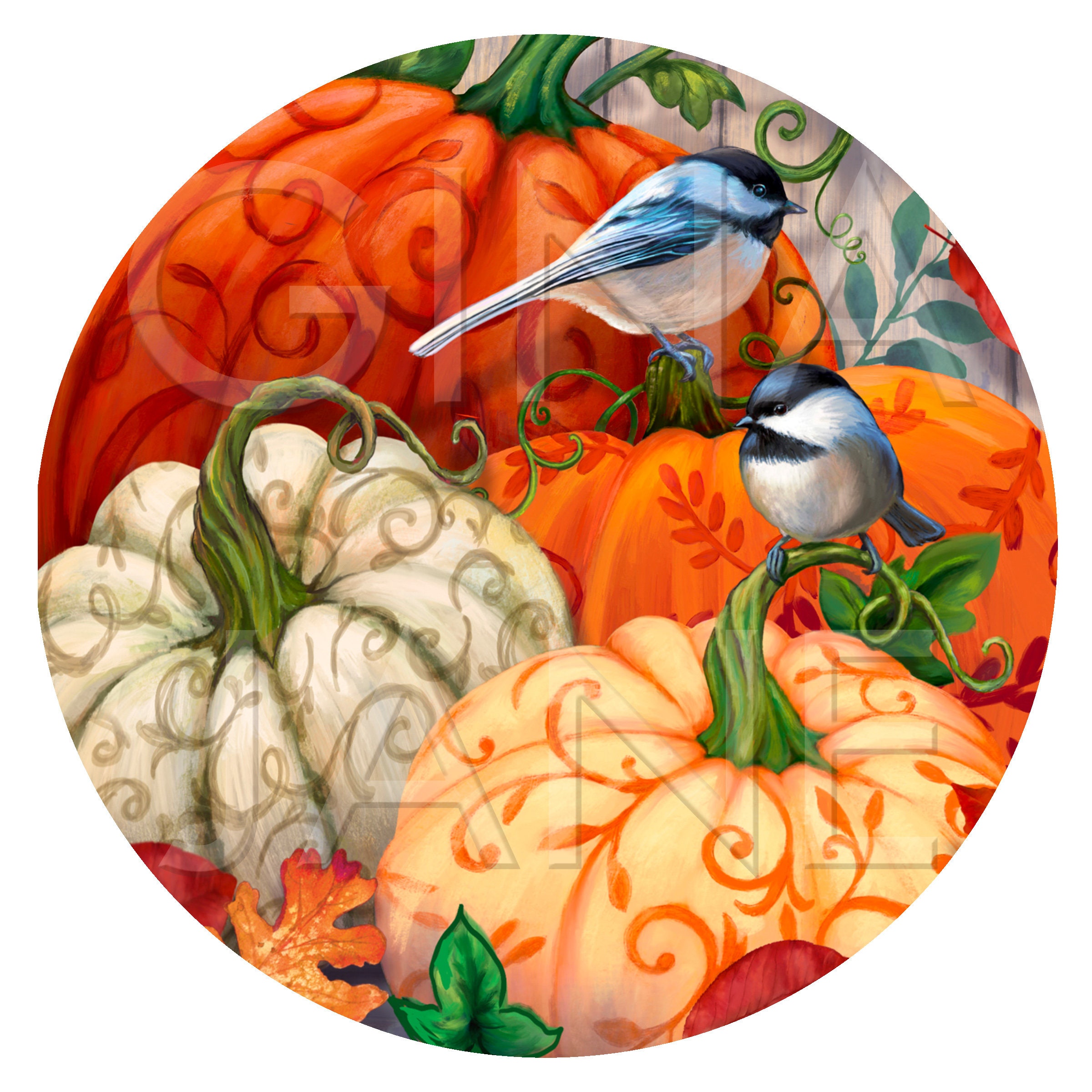 Fall Pumpkins Scrollwork Decorative DIY Sign Print Digital Download by ...