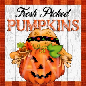 Fresh Picked Pumpkins Sign Digital Download Farmhouse Decor Vintage ...