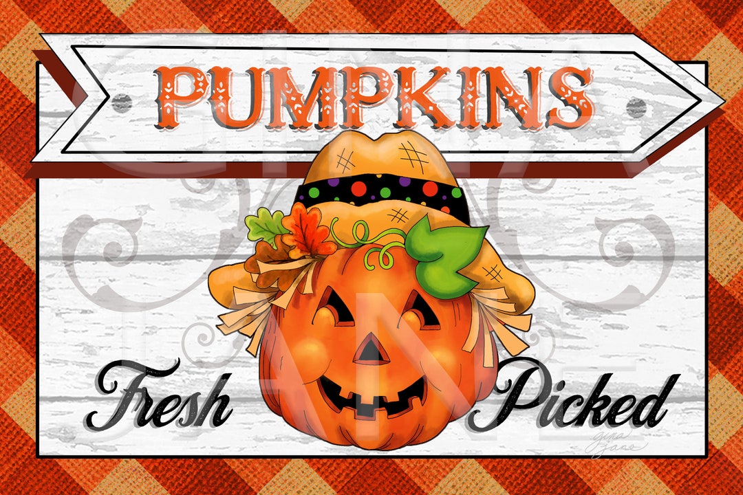 Fresh Picked Pumpkins Sign Digital Download Farmhouse Decor Vintage ...