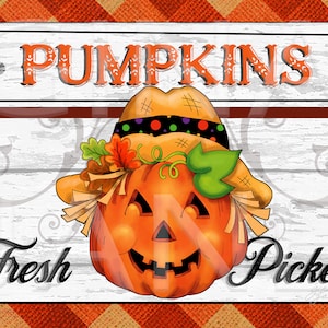 Fresh Picked Pumpkins Sign Digital Download Farmhouse Decor Vintage ...
